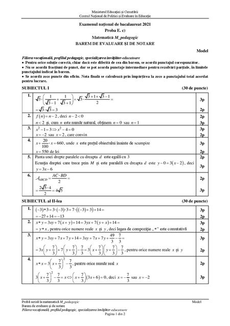 Bacalaureat 2021. Modele de subiecte la matematică pentru BAC 2021 ...
