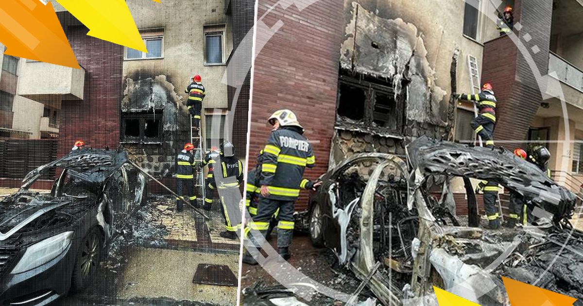 Incendiu în Cartierul Francez din Capitală! O mașină s-a făcut scrum ...