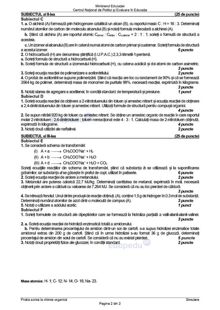 Simulare BAC 2024: Subiectele la Anatomie, Biologie, Chimie, Fizică și ...