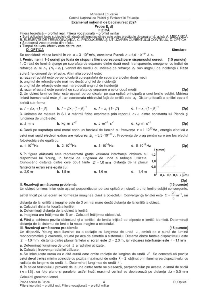 Simulare BAC 2024: Subiectele la Anatomie, Biologie, Chimie, Fizică și ...