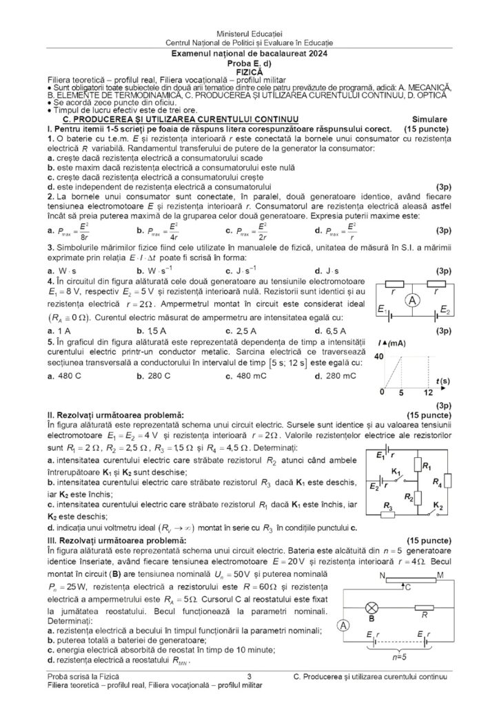 Simulare BAC 2024: Subiectele la Anatomie, Biologie, Chimie, Fizică și ...