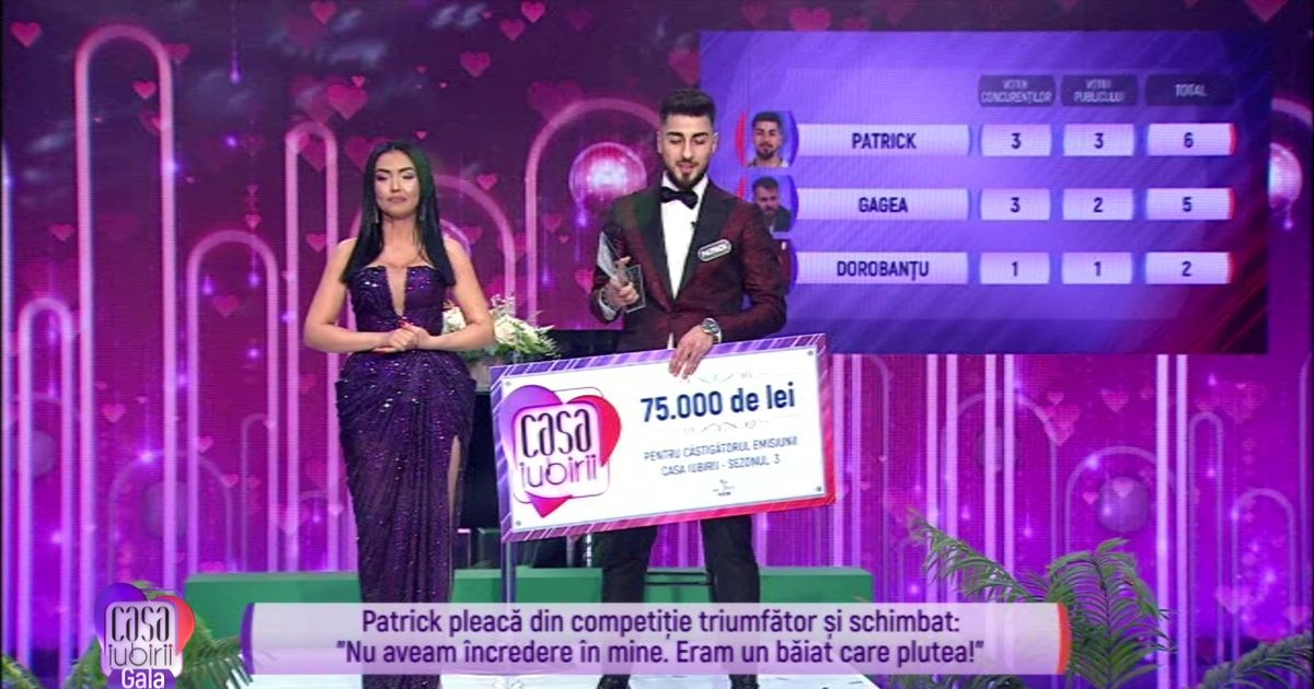 Patrick este băiatul care câștigă sezonul 3 „Casa iubirii” și pleacă ...