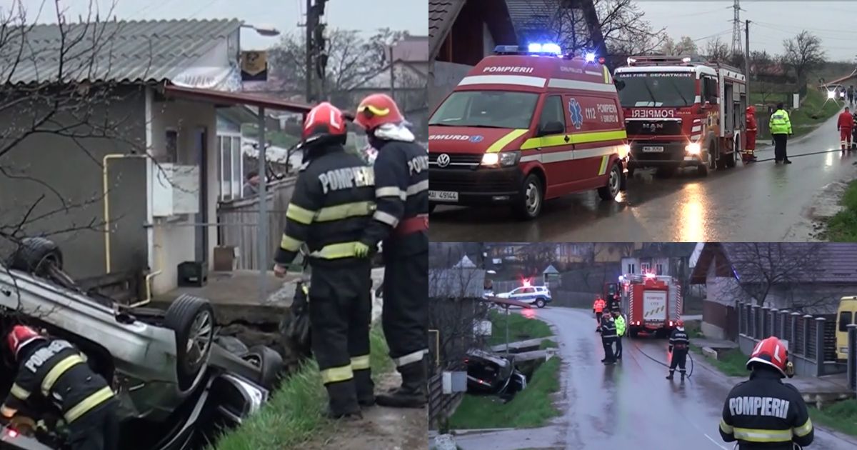 Risc de explozie în Iași, după ce o mașină a intrat într-o țeavă de ...