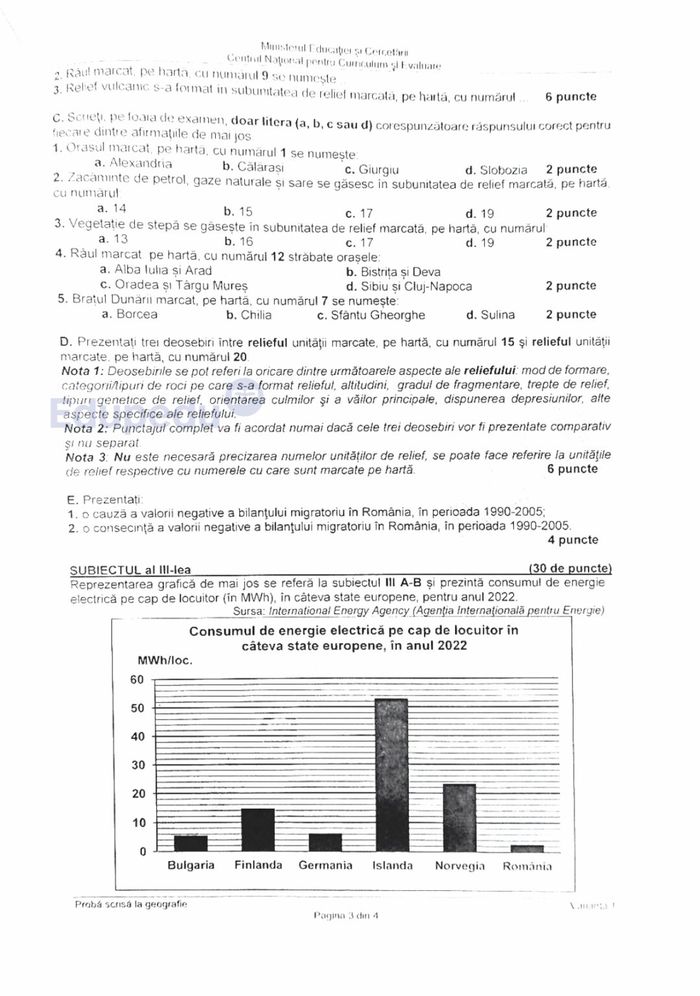 Subiecte GEOGRAFIE BAC 2025. Ministerul Educației a publicat subiectele ...
