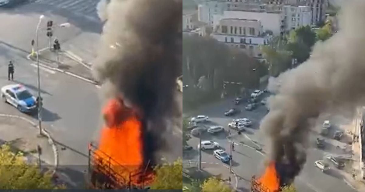 Incendiu violent în Capitală! O autoutilitară a fost cuprinsă de ...