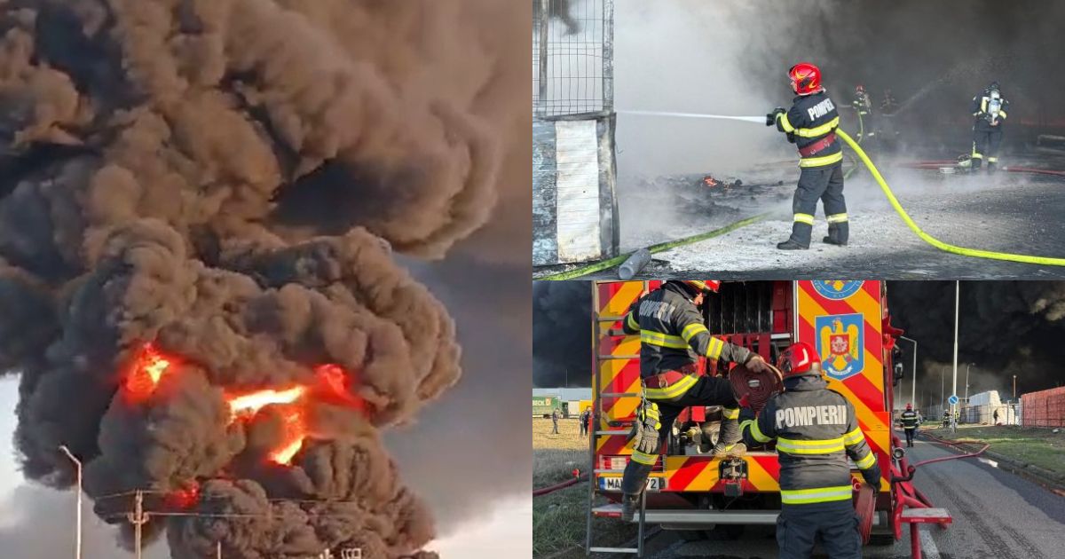 Incendiu devastator în Arad! O fabrică de polistiren a fost cuprinsă de ...