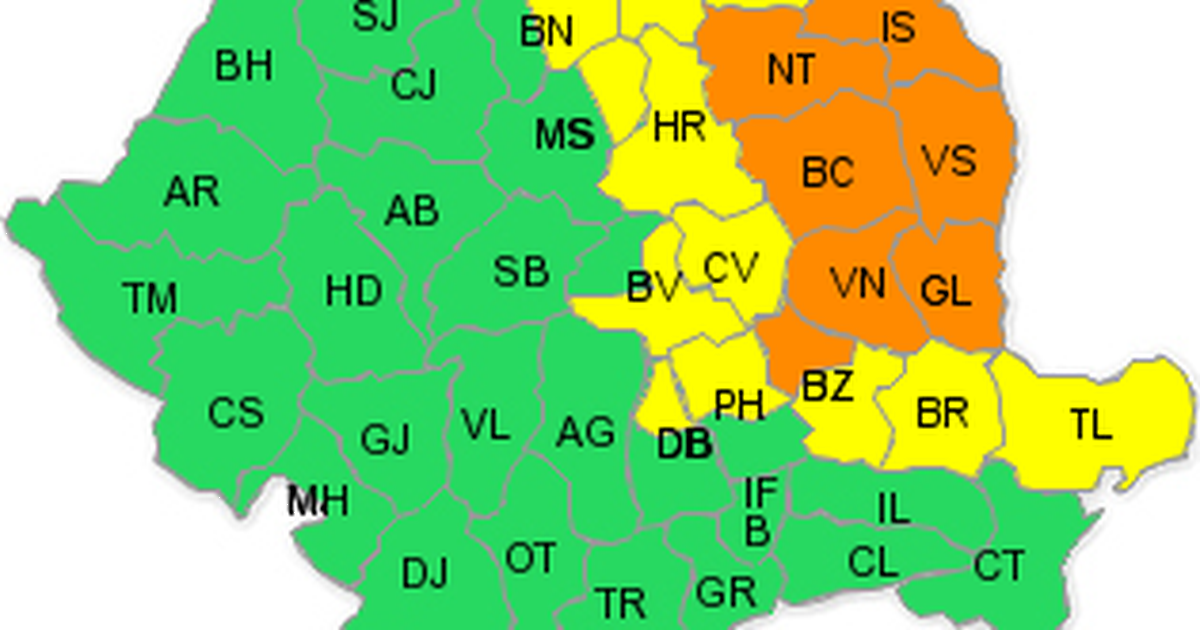 Cod portocaliu de viscol in sapte judete! Uite care sunt zonele ...