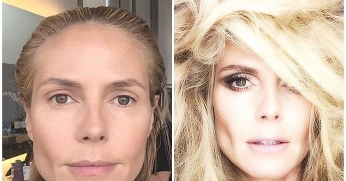 Transformare incredibila! Cum arata Heidi Klum inainte si dupa machiaj ...