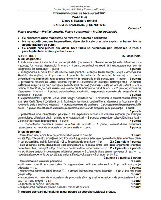 // SUBIECTE BAC 2021 română, sesiunea de toamnă // Barem de corectare conform edu.ro. Află dacă ...