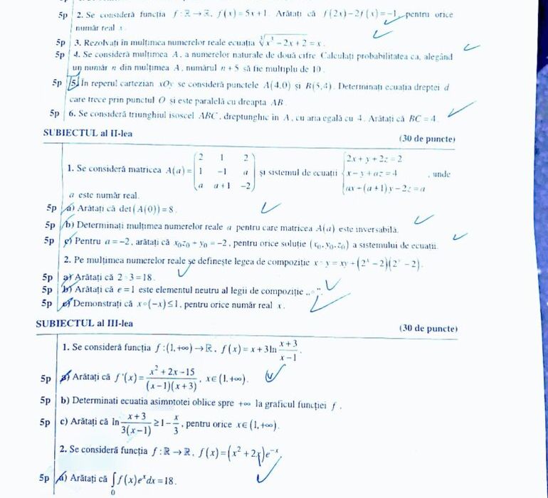 Subiecte Matematică BAC 2023 Edu.ro: Ce a picat la proba obligatorie a ...