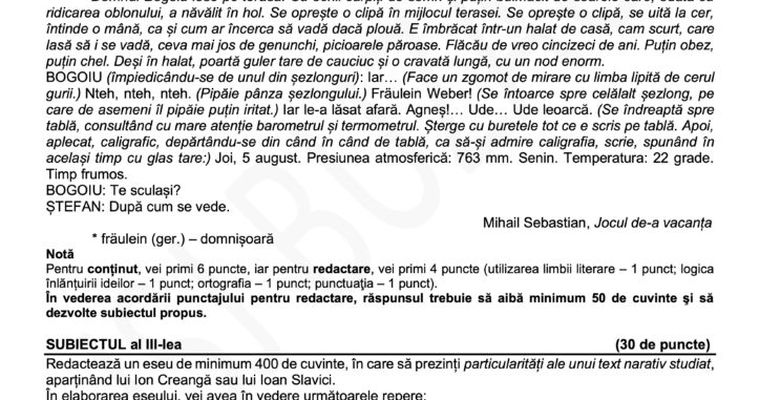 Simulare Bacalaureat 2024: Modele de subiecte la Română - Kanal D Romania