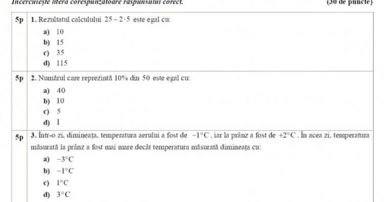 UPDATE: BAREM și subiecte la Matematică, simulare Evaluare Națională ...