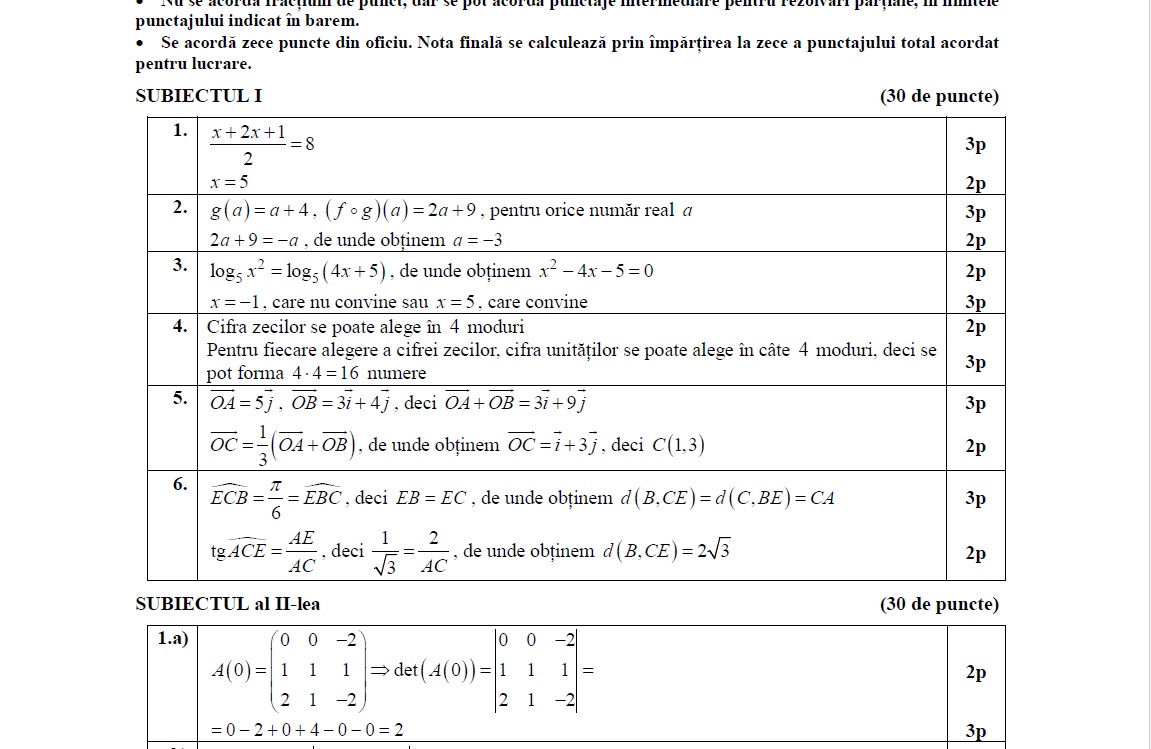 UPDATE Au apărut subiectele și baremele pentru simularea la Matematică ...