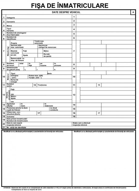 Model PDF de fișă de înmatriculare auto. Vezi ce trebuie să includă ...