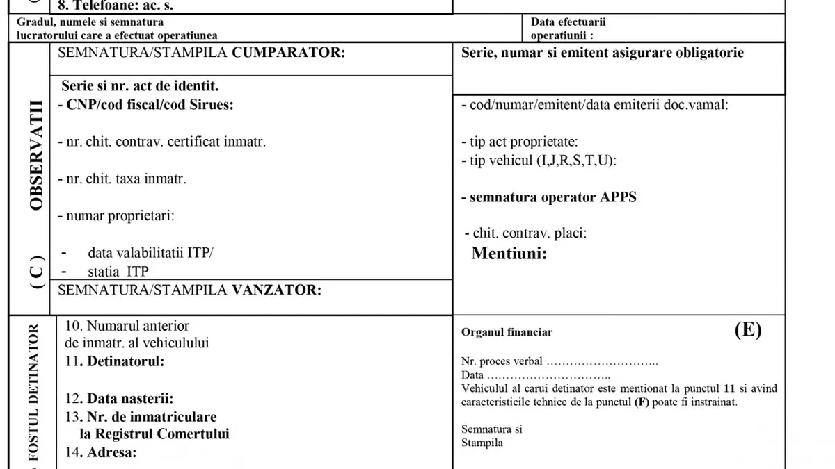 Model PDF de fișă de înmatriculare auto. Vezi ce trebuie să includă ...