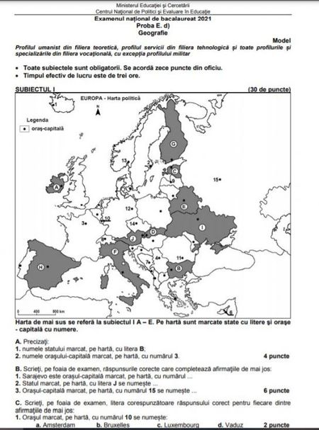 Subiecte simulare BAC 2021 Geografie, Biologie şi Chimie - Stirile Kanal D