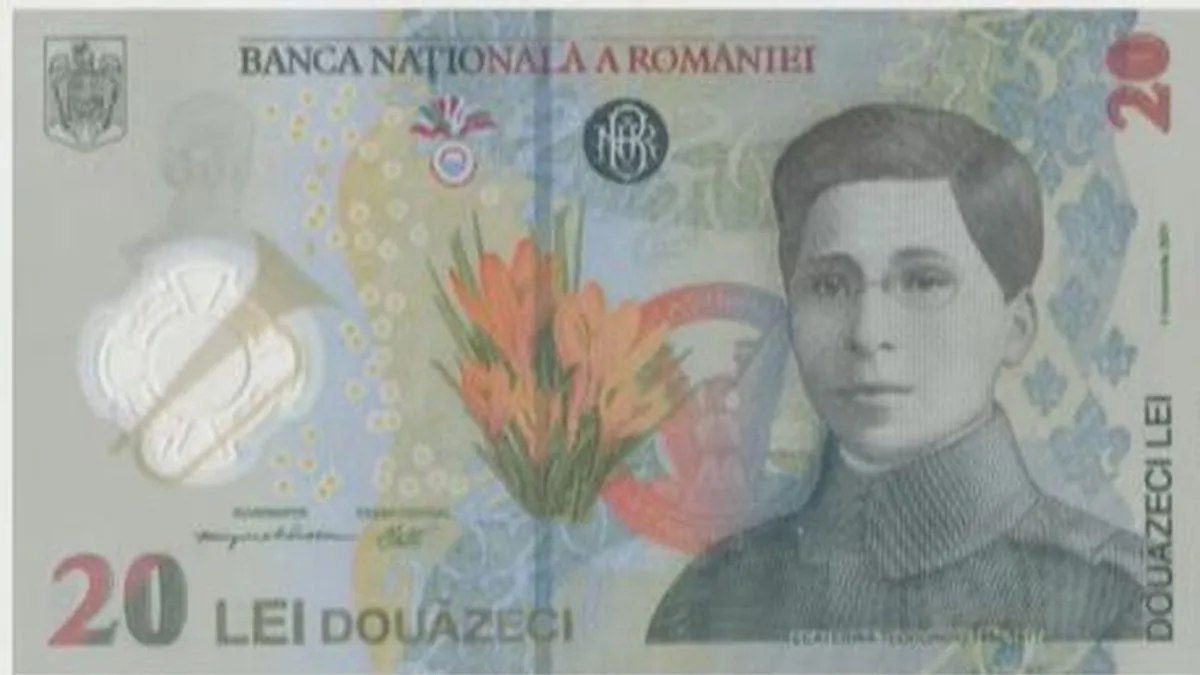 Așa arată noua bancnotă de 20 de lei, cu Ecaterina Teodoroiu. Primele ...
