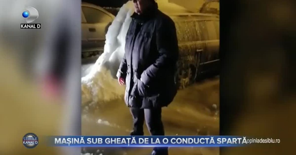 Masina sub gheata sub o conducta sparta - Stirile Kanal D