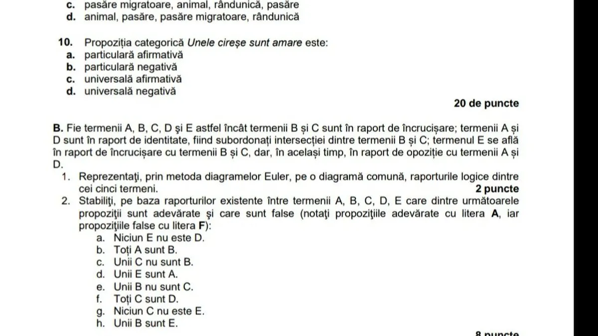 Modele subiecte BAC 2022 Logică, argumentare și comunicare. Exerciții ...