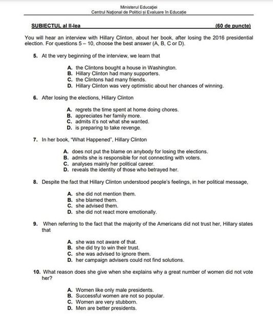 Competenţe Engleză BAC 2022: Cum arată subiectele? - Stirile Kanal D