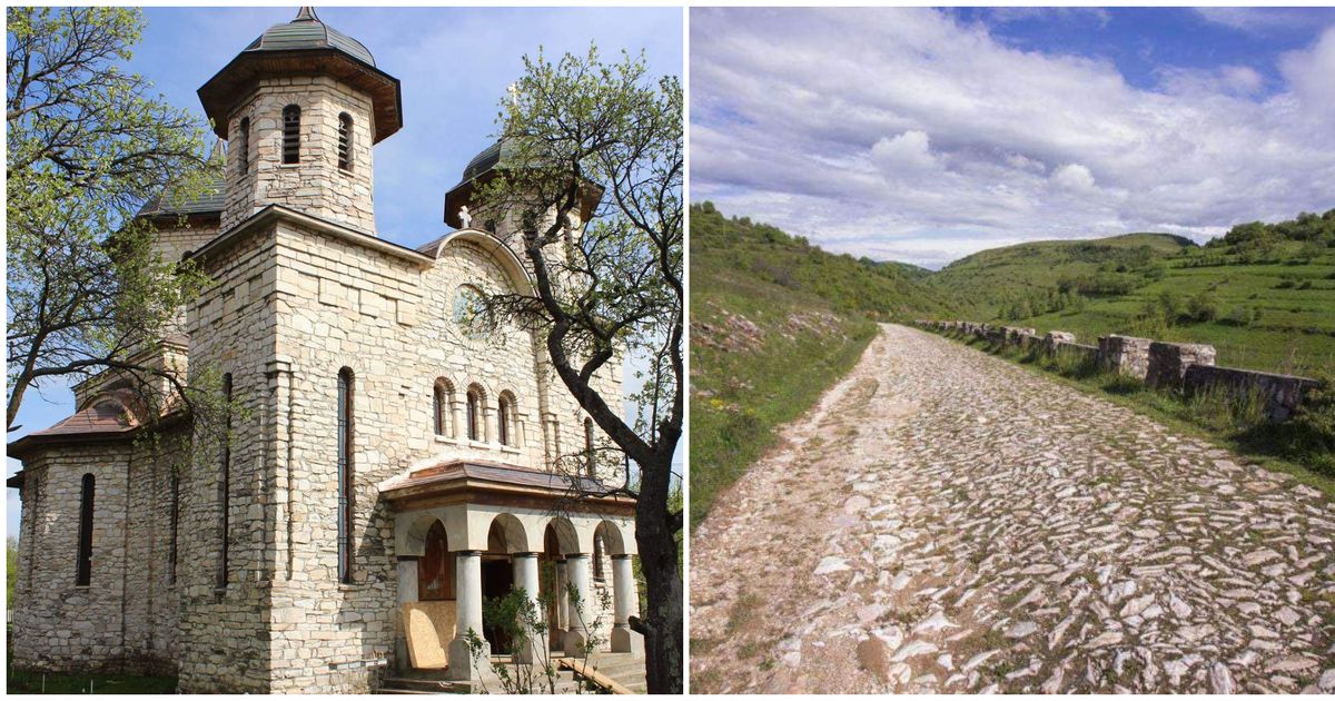 Satul românesc, unic în lume, cu drum și biserică din marmură. Zona ...