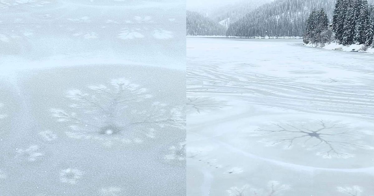 Imagini inedite de pe un lac înghețat din Munții Apuseni. Fenomen rar ...