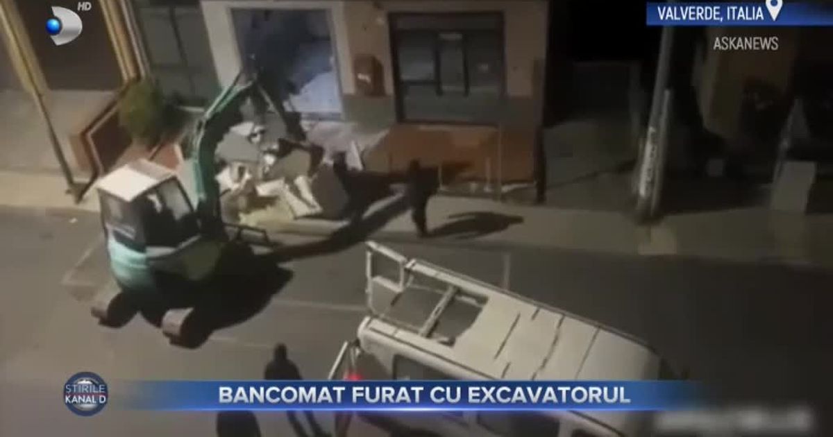 Bancomat furat cu excavatorul - Stirile Kanal D