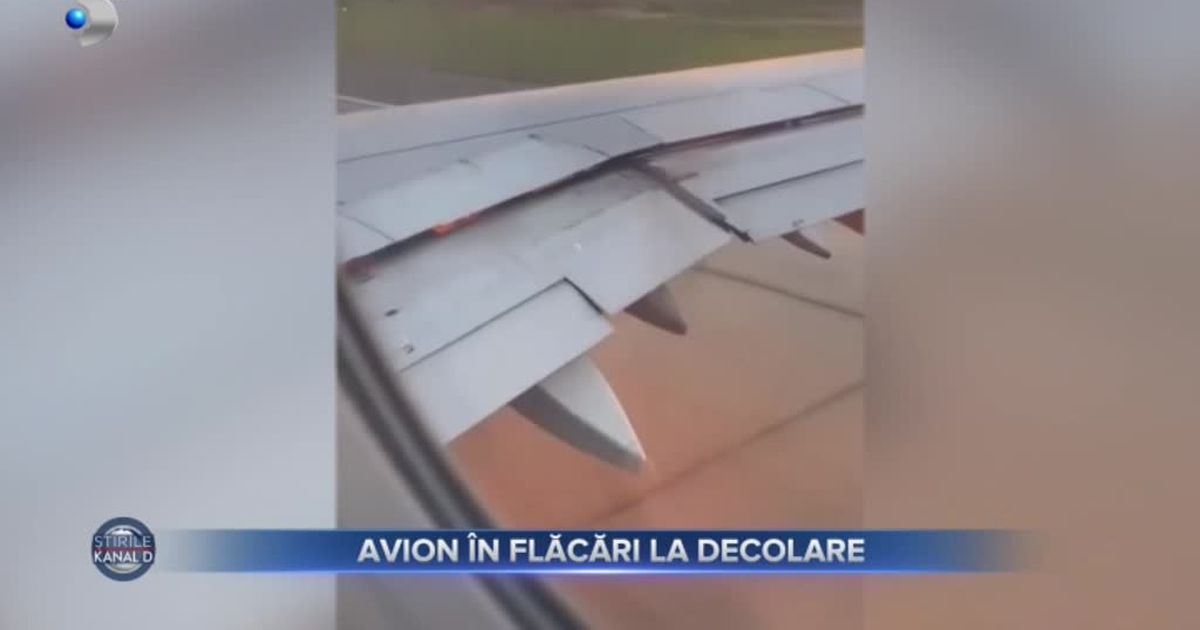 Avion in flacari la decolare - Stirile Kanal D