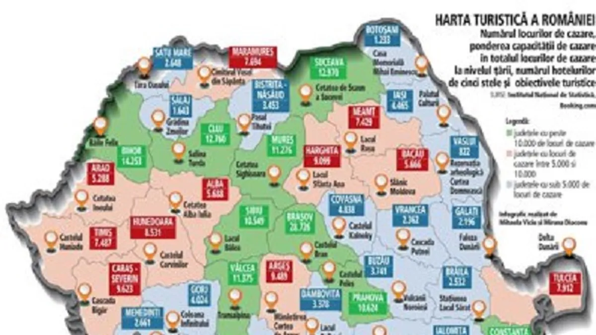Harta turistică a României: Cele mai vizitate stațiuni din țara noastră ...