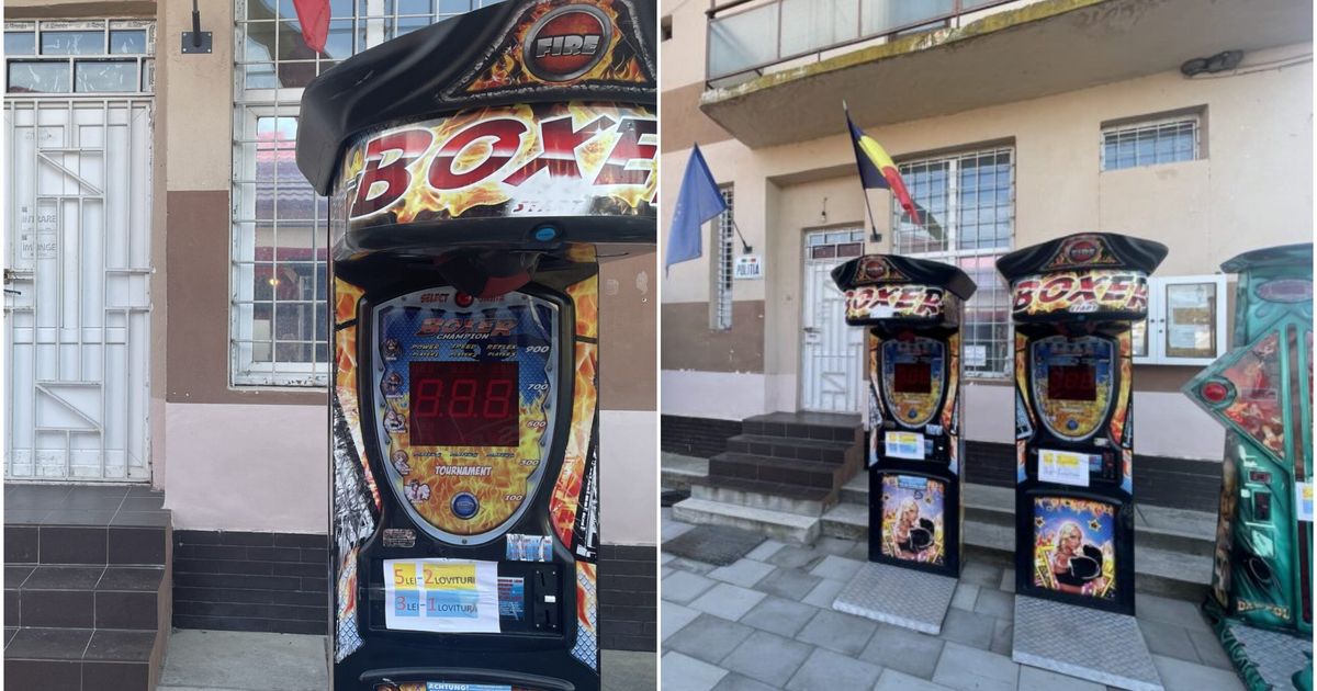 VIDEO- Aparate de box de la bâlci, instalate la intrarea în postul de ...