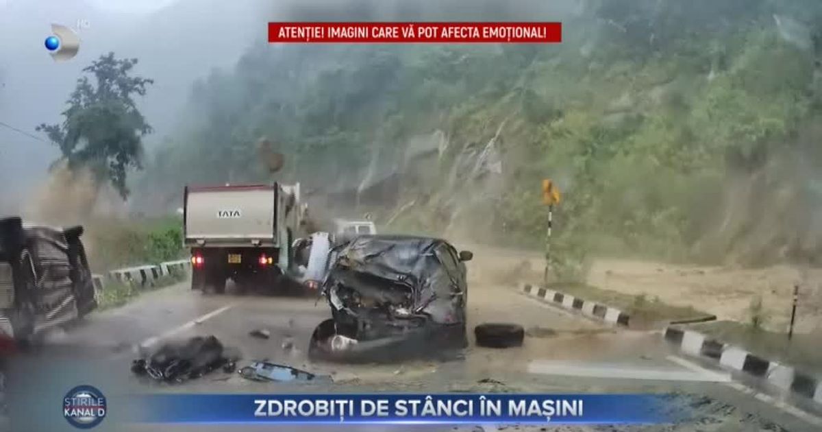 Zdrobiți de stânci în mașini - Stirile Kanal D