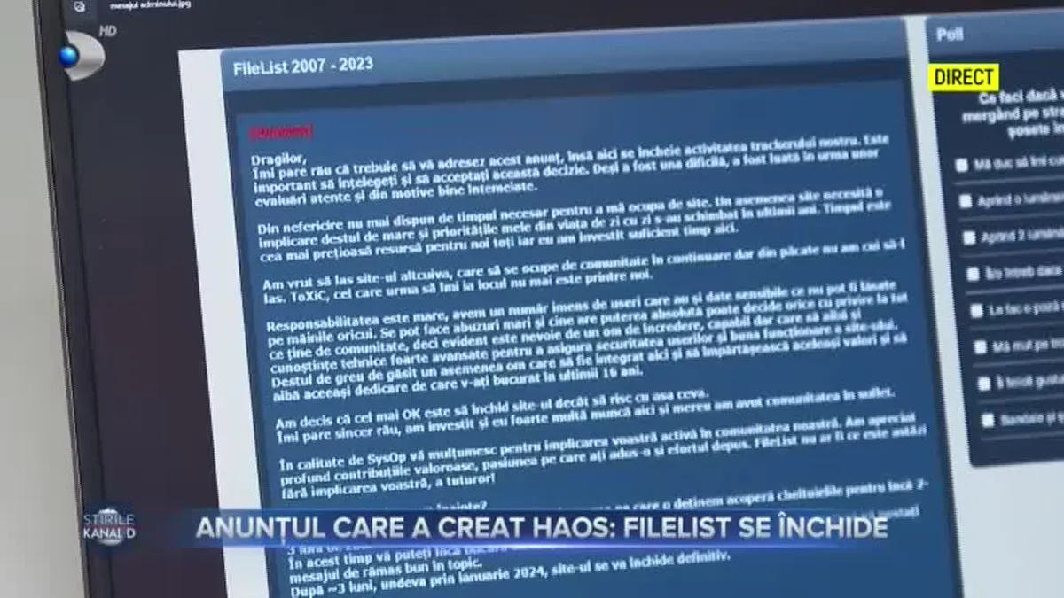 VIDEO - Anunțul care a creat haos: Platforma Filelist se va închide ...