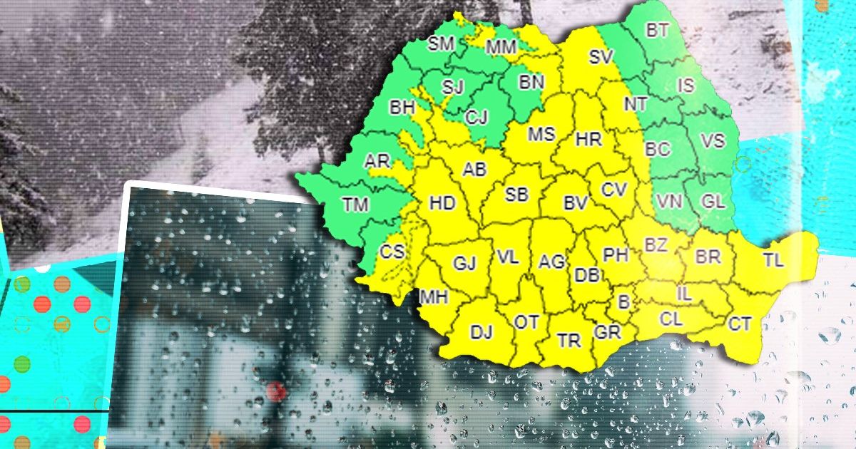 HARTA - Antenționare ANM! Cod galben de vreme rea în 37 de județe. Sunt așteptate ninsori ...