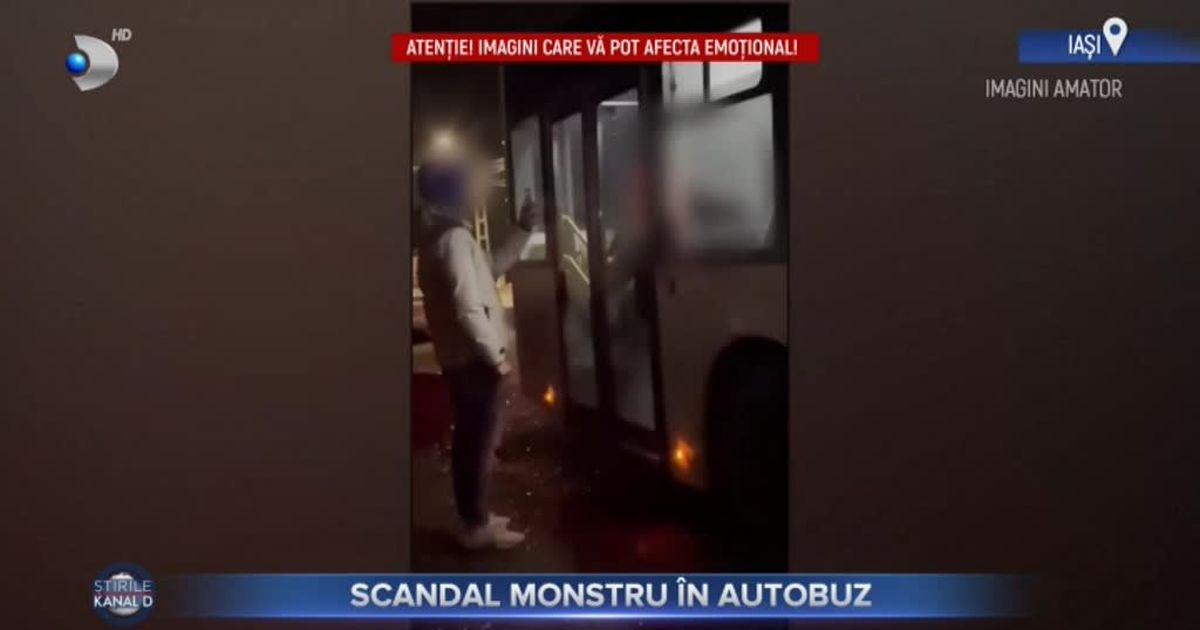 VIDEO- Scandal monstru în autobuz. Un tânăr a fost agresat de șofer ...