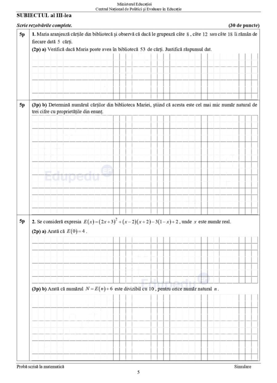 Subiecte Matematică simulare Evaluare Națională 2024: Consultă ...