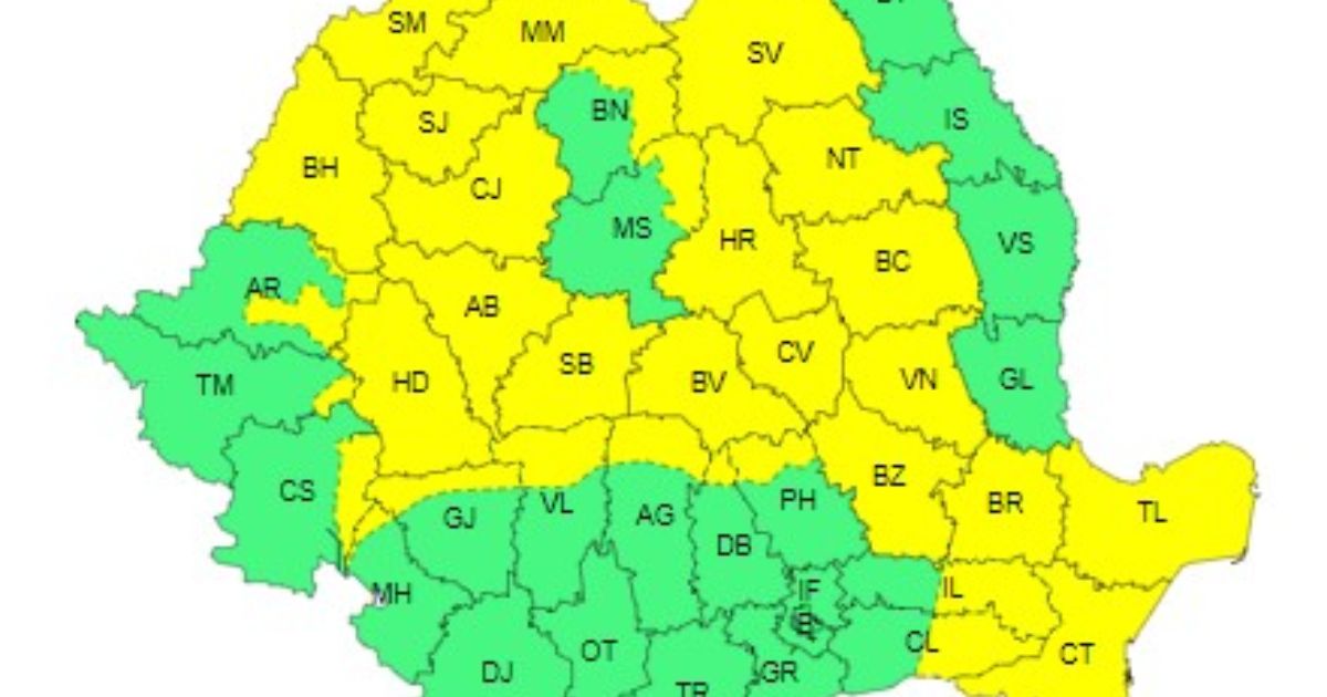 HARTA - Primăvară în unele zone din țară, cod galben de vânt puternic ...