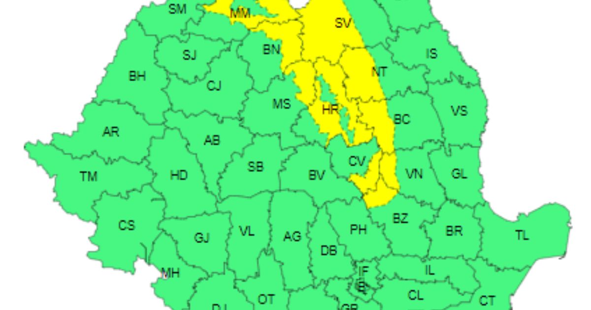 HARTA - Cod galben de vânt în 10 județe din țară! Vântul va sufla cu ...