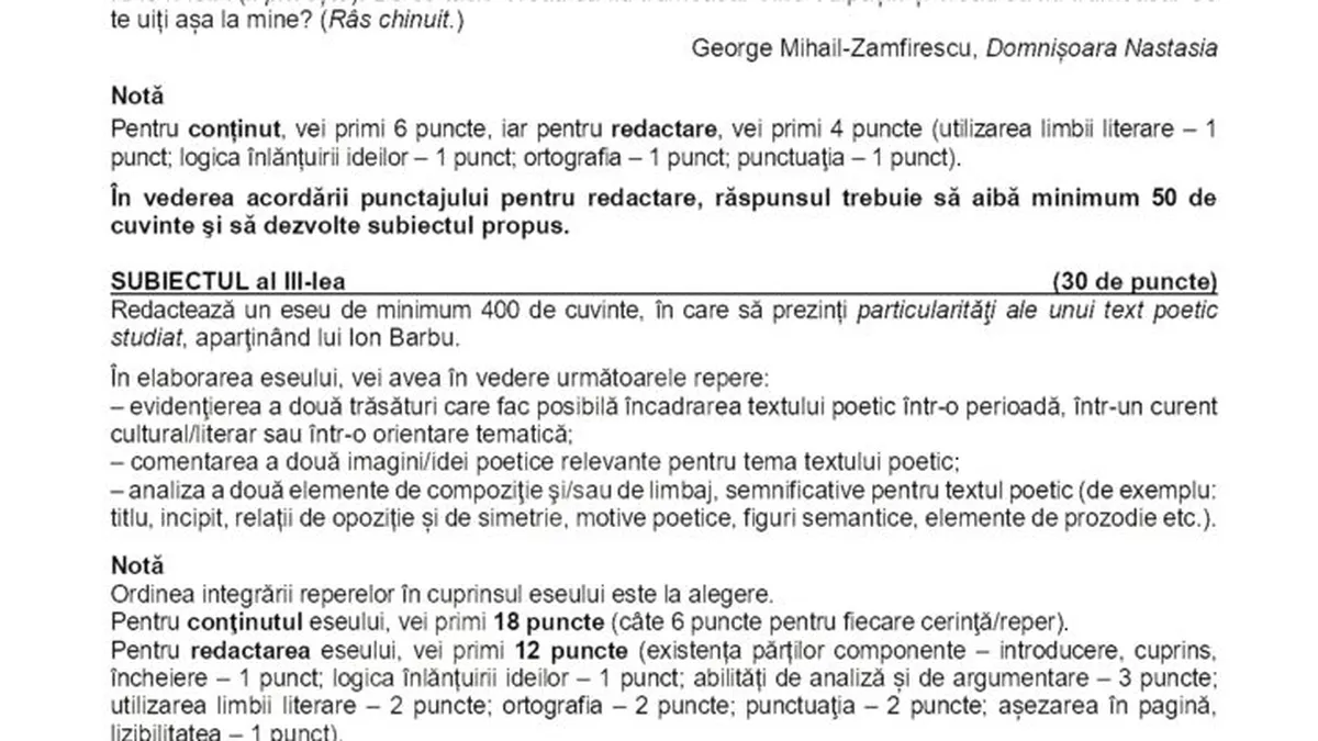 Subiecte Română simulare BAC 2024: Iată ce au primit elevii de clasa a ...