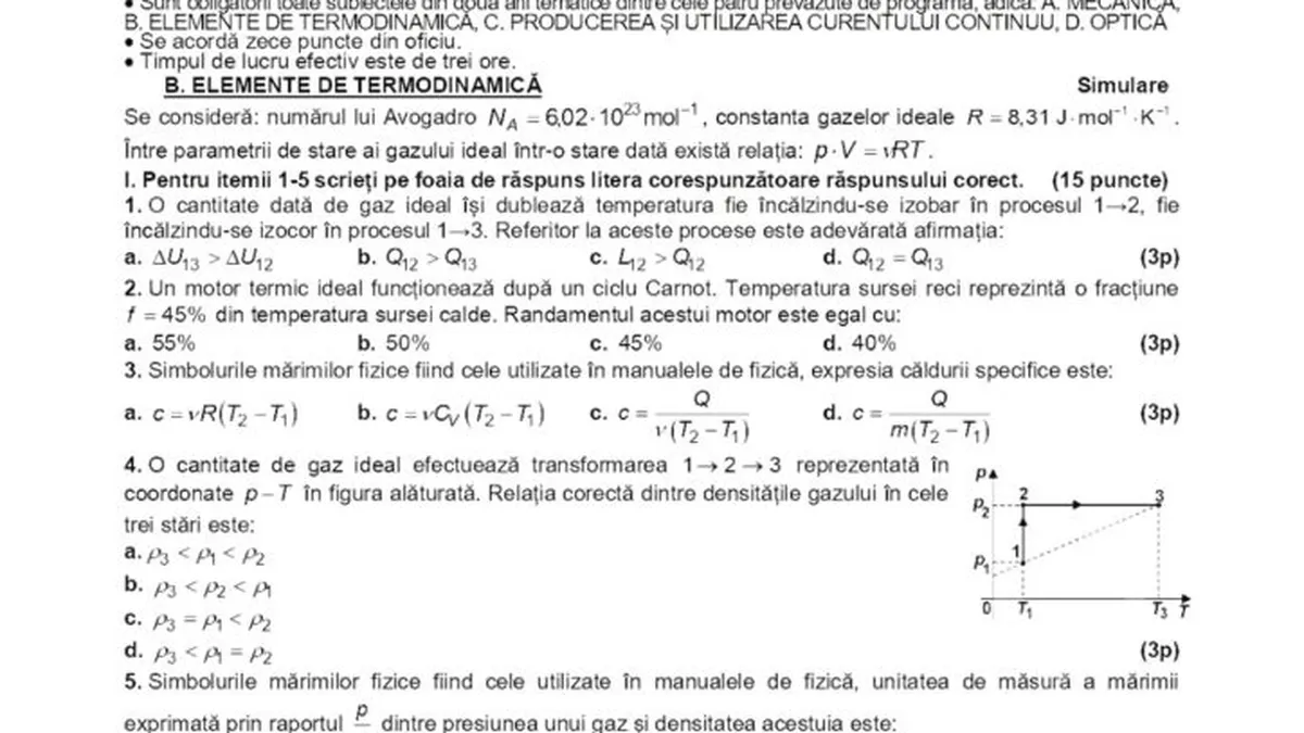 Subiecte Fizică pentru simulare BAC 2024: Baremul de corectare ...