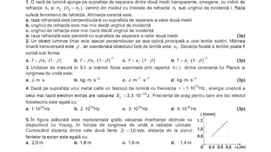 Subiecte Fizică pentru simulare BAC 2024: Baremul de corectare ...