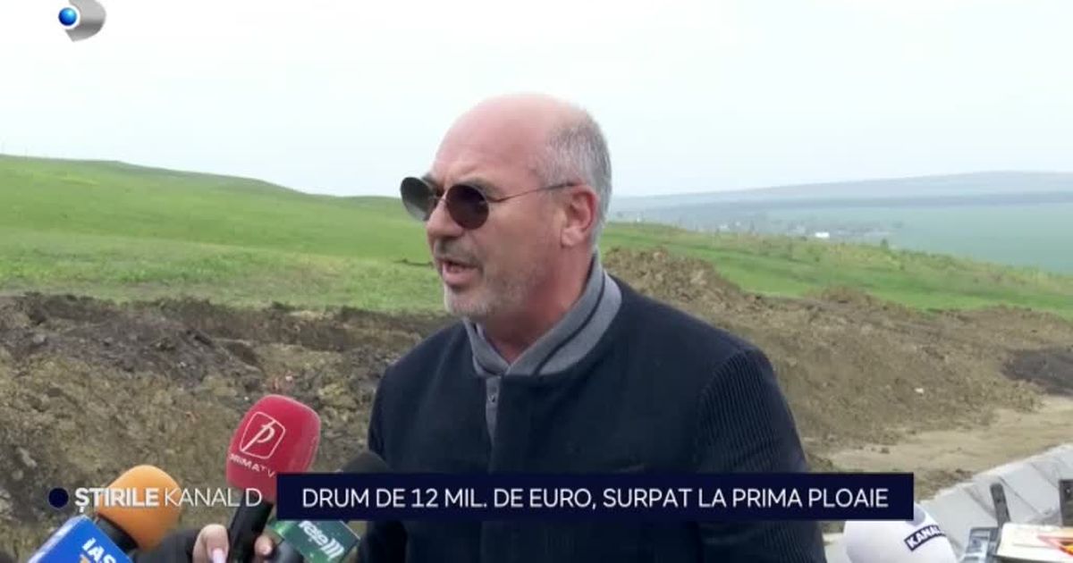VIDEO: Drumul de 12 milioane de euro, din județul Iași, surpat la prima ploaie - Stirile Kanal D