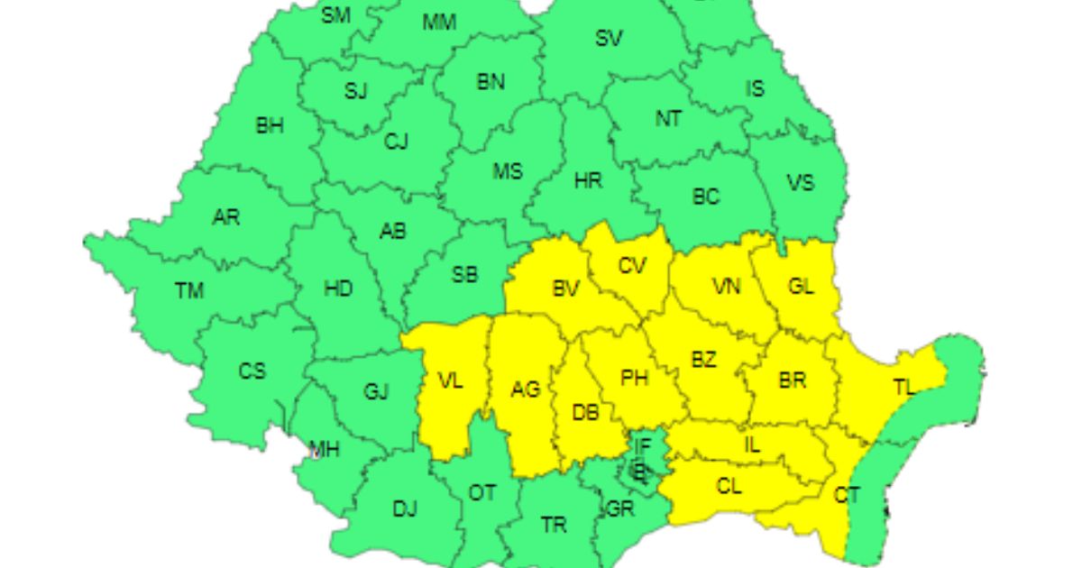 VIDEO Meteorologii ANM au emis un cod galben de ploi și vijelii. Care sunt zonele vizate ...