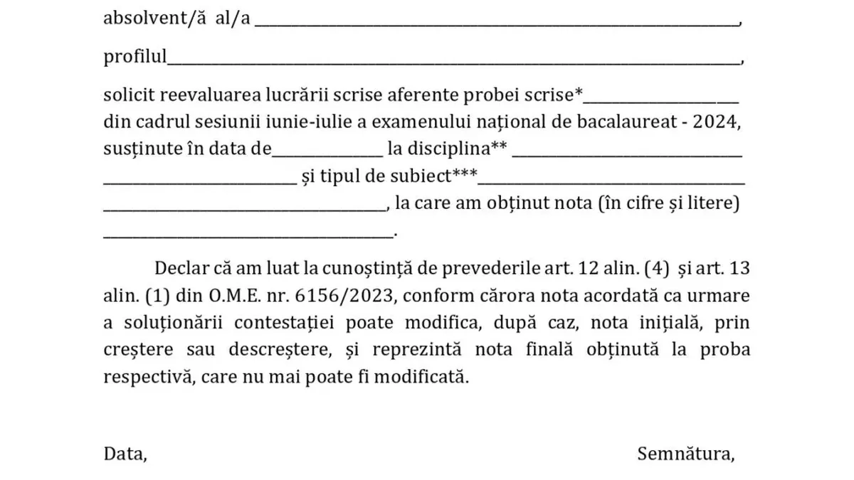Cum poți face contestație la BAC 2024. Model de cerere de contestație ...
