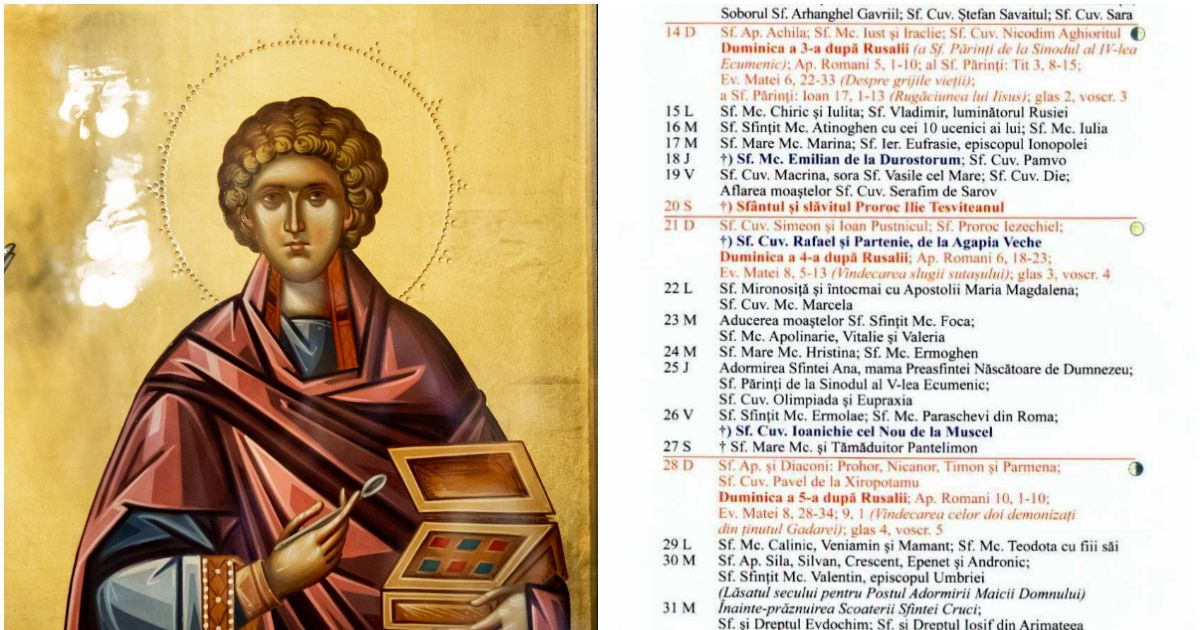 Ce sărbătoare este în Calendarul ortodox pe 27 iulie 2024? - Stirile ...