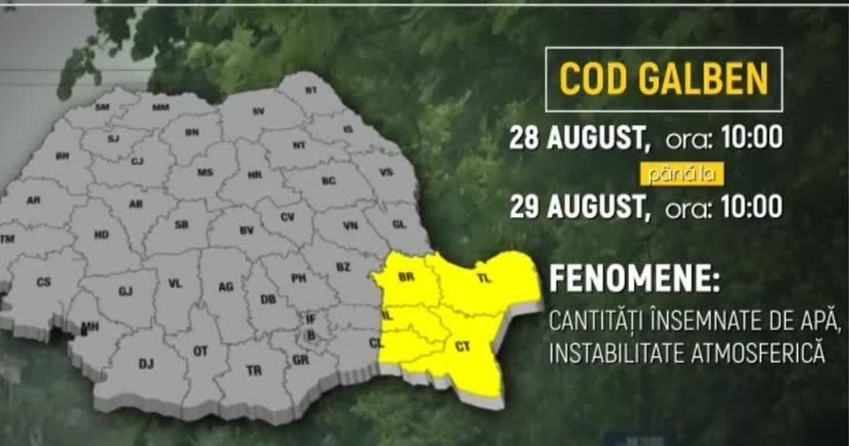 VIDEO Cod galben de ploi și vânt! Cât va dura această atenționare ...