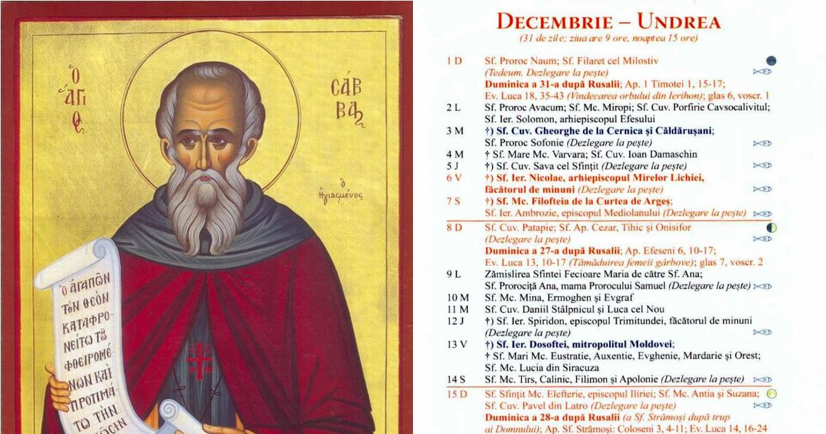 Ce sărbătoare este în Calendarul ortodox pe 5 decembrie 2024, în Ajunul ...
