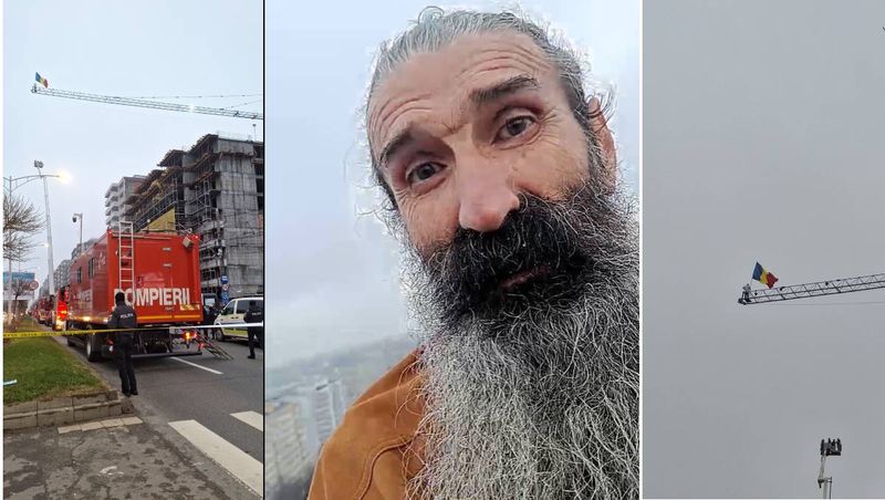 VIDEO Stegarul Dac s-a urcat pe o macara la Păcii, în București, în ...