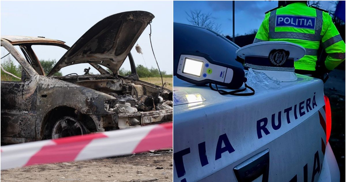 Un cadavru a fost găsit într-o mașină arsă, pe un câmp din Hunedoara ...