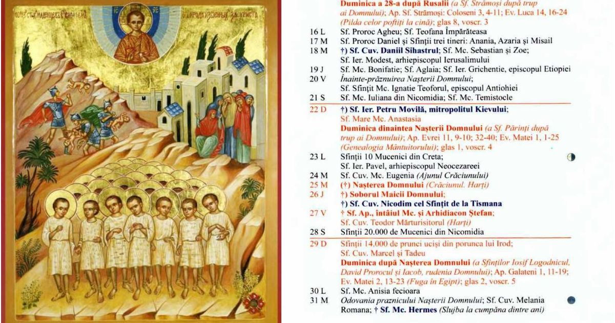 Ce sărbătoare este în Calendarul ortodox pe 29 decembrie 2024 ...