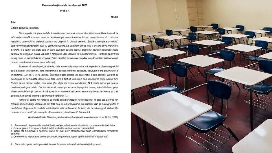 Subiecte Competențe Română BAC 2025- Model de bilet - Stirile Kanal D